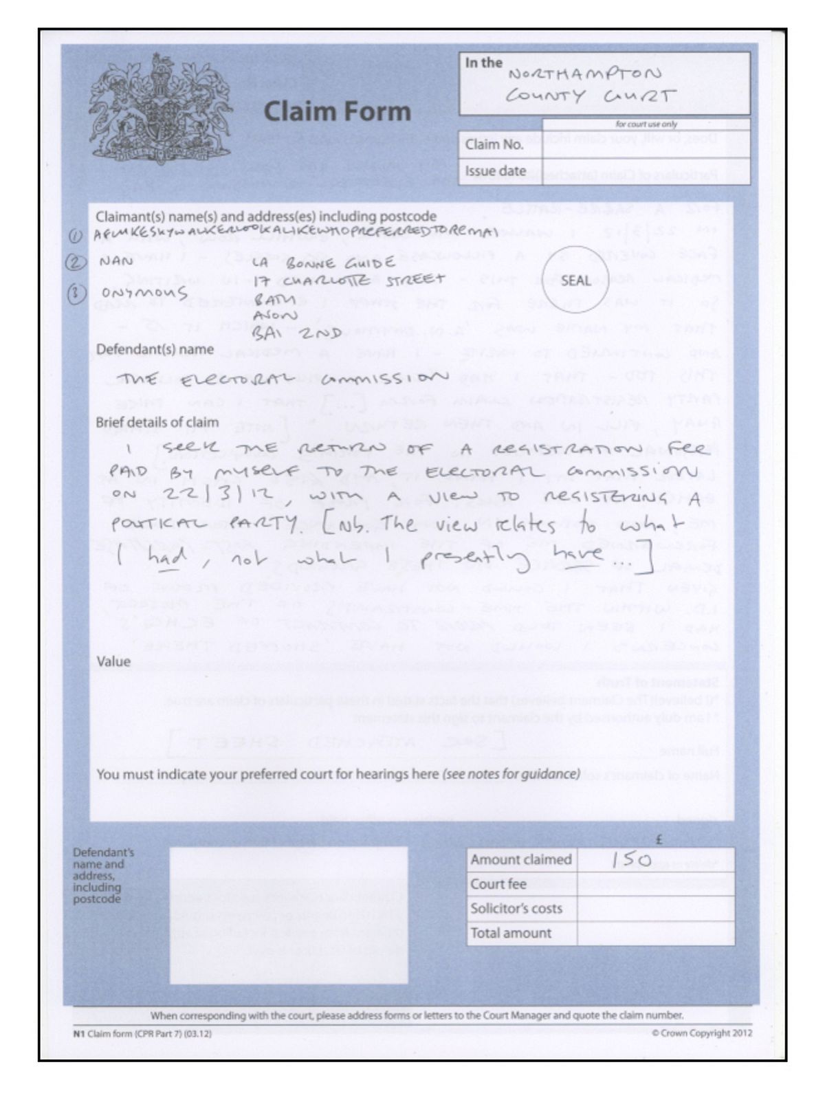 claimant/complainant | heir strikes